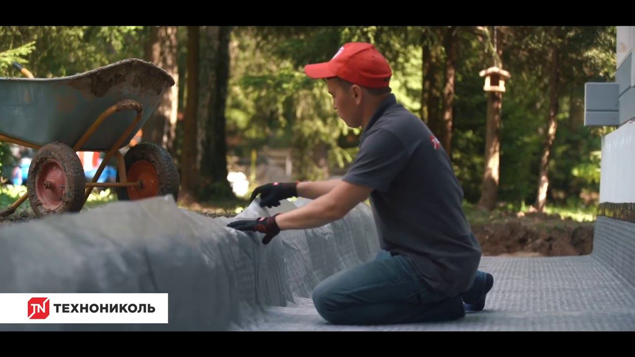 Монтаж отмостки с профилированной мембраной PLANTER Geo