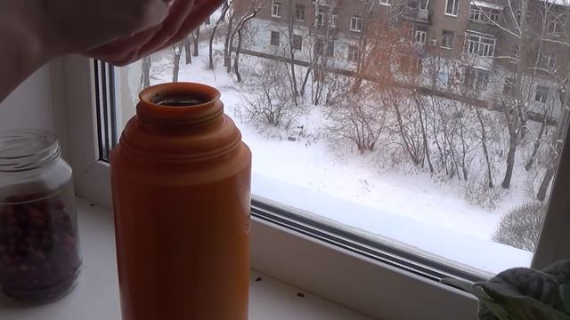 Напиток из плодов шиповника в термосе.