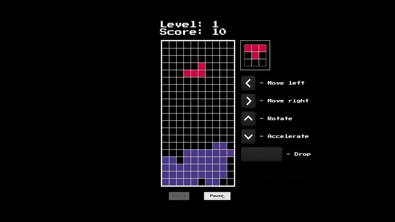 Тетрис. Работа студента курса Веб-программирование.