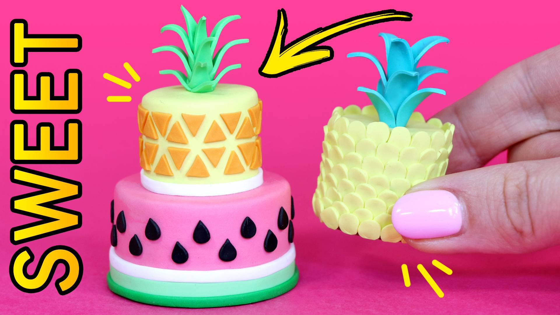 Как слепить мини тортики ананас и арбуз! Мастер класс Анны Оськиной