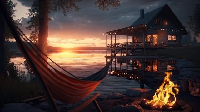 Насладитесь расслабляющим отдыхом на закате у озера в гамаке, у костра и под звуки волн
