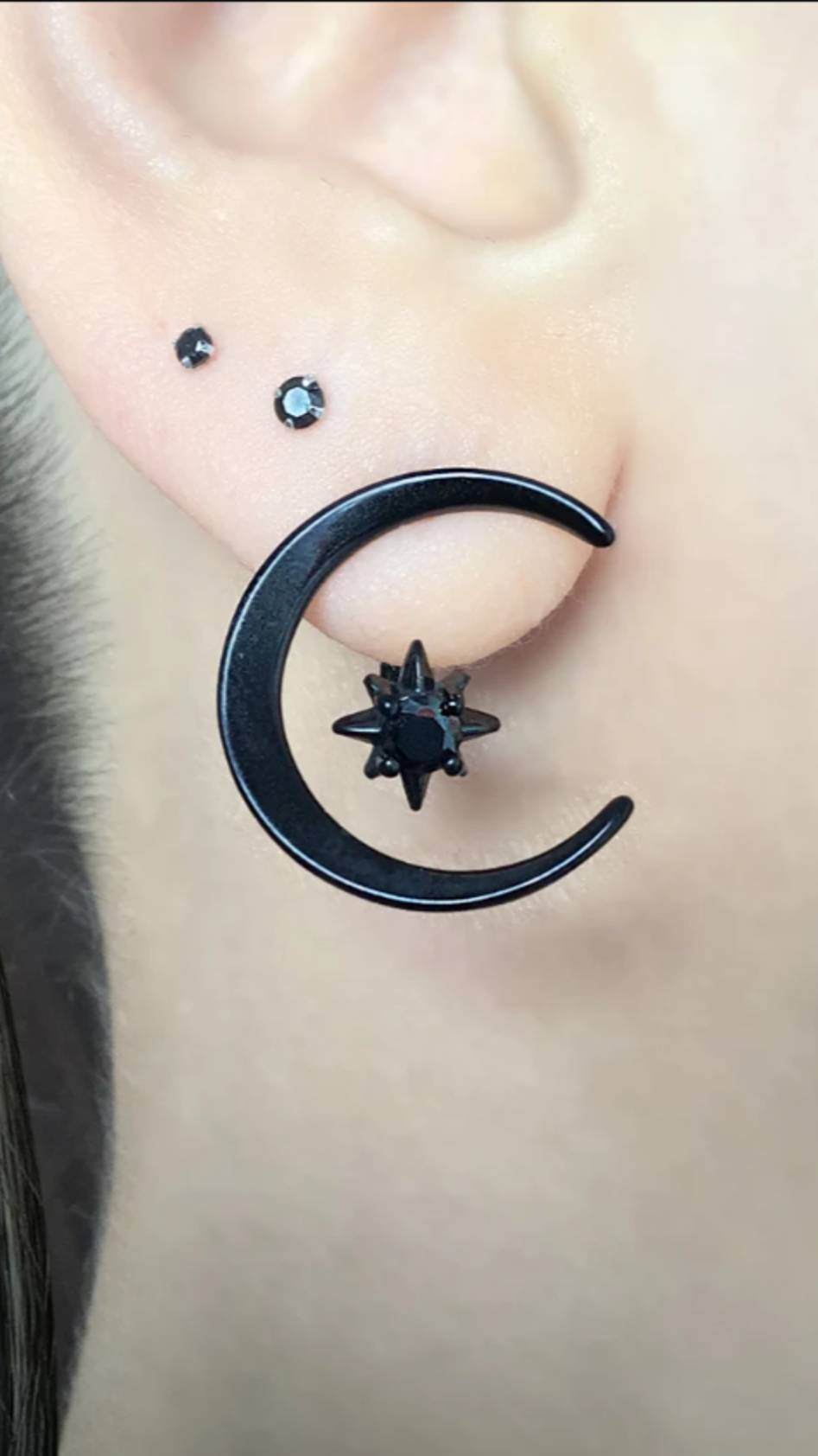 Чёрные серьги-пусеты "Лунный месяц и звезда" от StarfallShop  #shorts