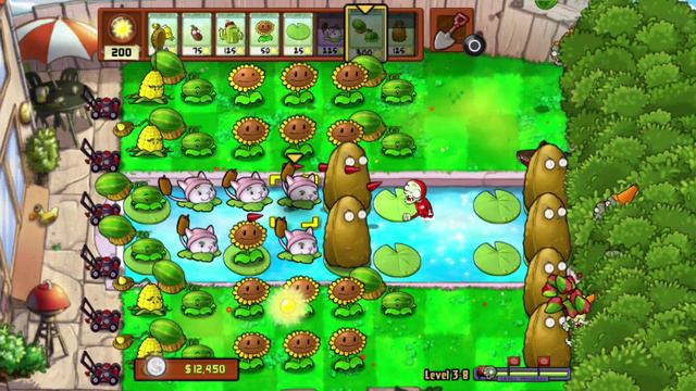 13-Plants vs Zombies. Приключение, второе прохождение уровни с 3.7 по 3.10