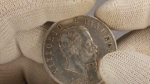 Италия 5 лир, 1869 года.