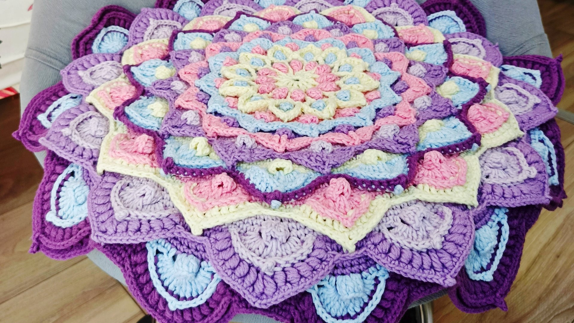 4. Вязание. Крючок. Салфетка Астерия 4 ряд. Схемы вязания