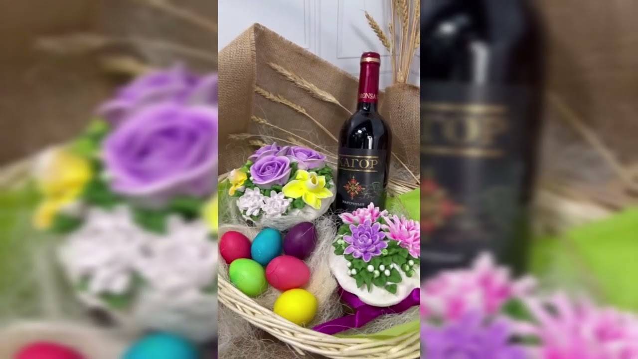 Пасхальная корзина "В гости"  (цветочная коллекция) | Арт-кондитерская С. Магаева