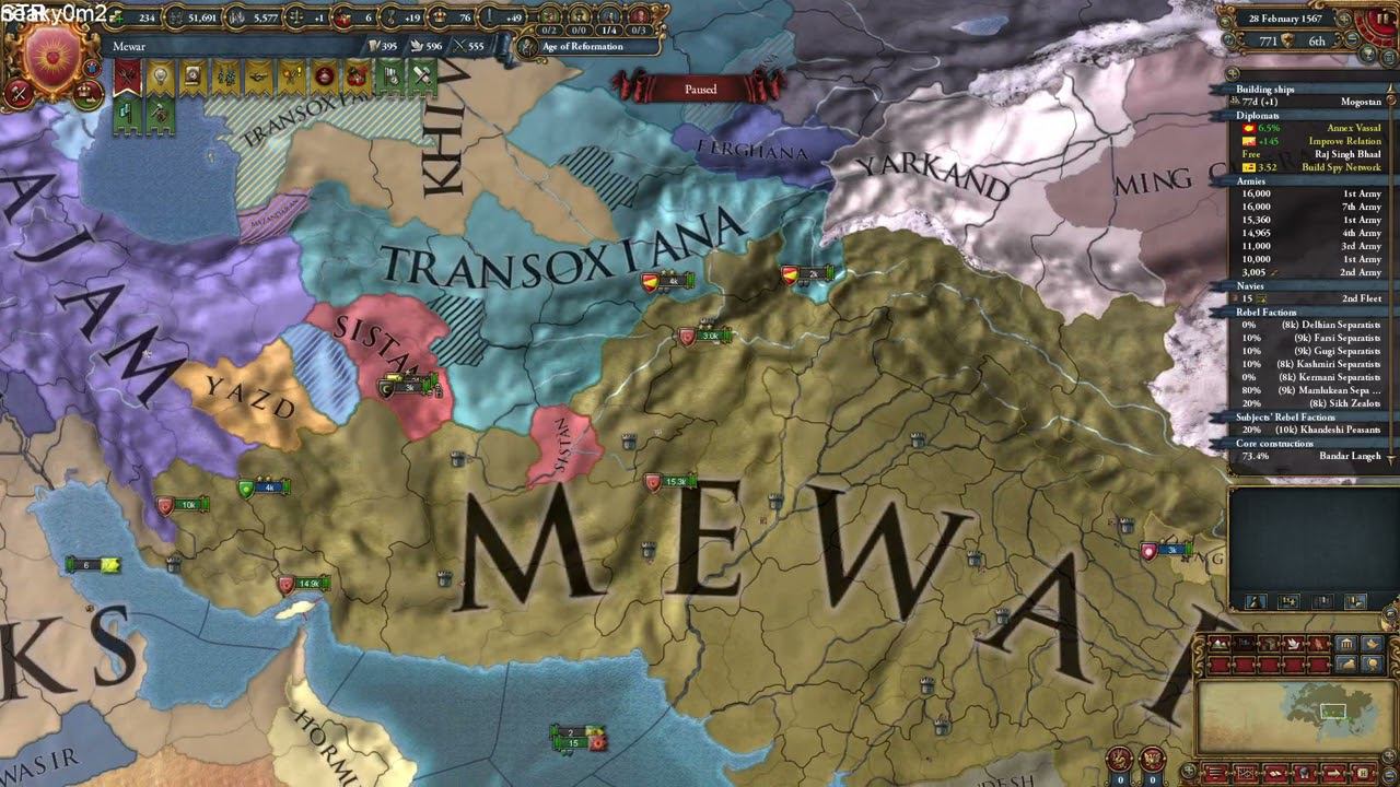 Europe Universalis IV 1.35.6 Mewar. Часть 12. 1566-1588. Проматываем время и отдаем долги.