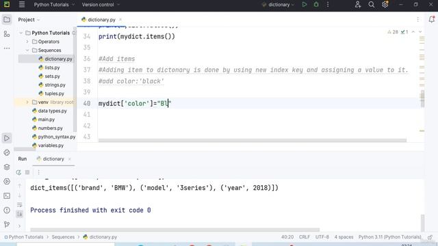 Day 11 - 14 - Python Dictionary Items Dictionary Length Accessing items Update