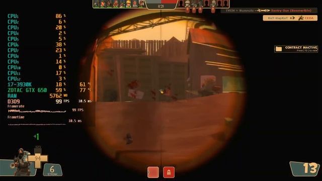 Team Fortress 2 i7 3930K RAM HYPER X 16GB DDR3 1600 ZOTAC GTX 650 2GB HIGH SETTINGS
