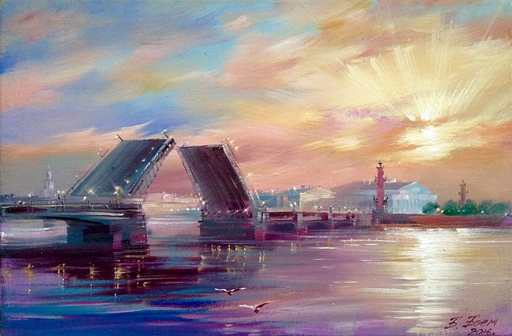 "С любовью к родному городу."  Улицы, мосты и каналы Петербурга на картинах  художника Бэгги Боем.