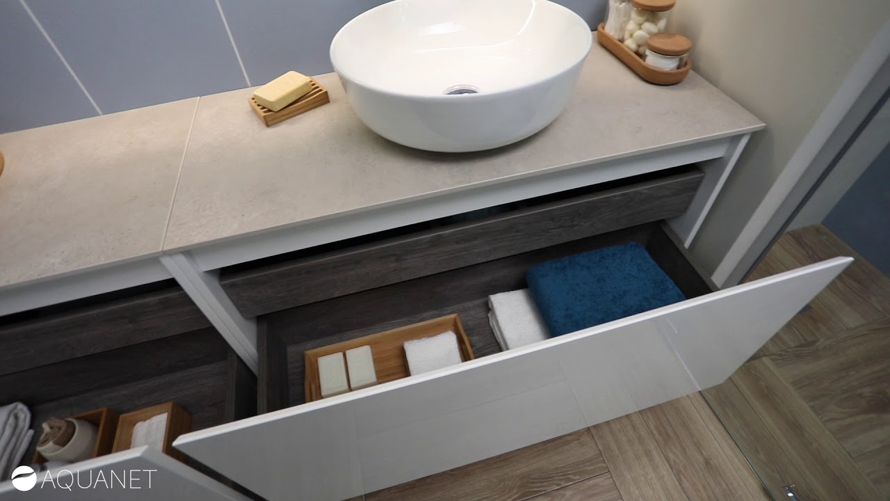Видео-обзор на тумбу с раковиной Aquanet Nova Lite 100 белый (2 ящика)