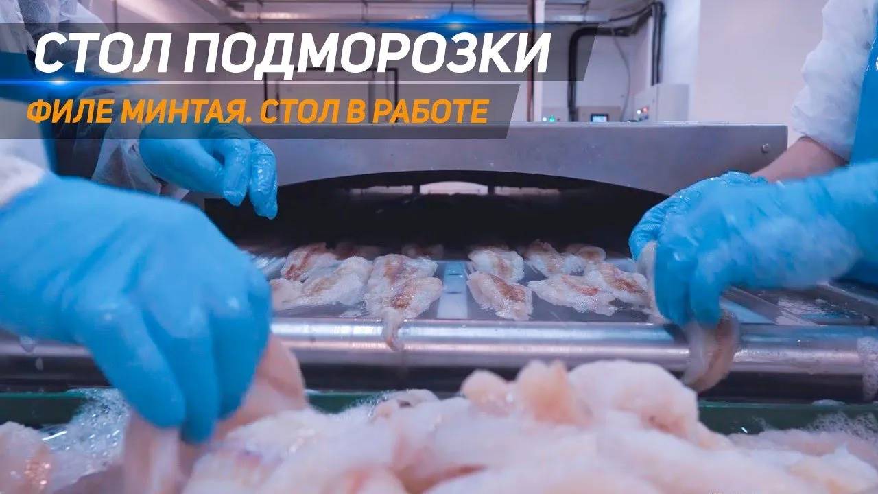 Заморозки филе минтая. Используется как предварительная стадия заморозки рыбного и куриного филе.