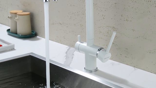 Смеситель под фильтр с выдвижным изливом SERPENTINE в белом цвете Se213222-431