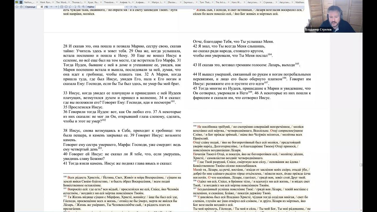 Семинар с Владимиром Стреловым. Евангелие от Иоанна 11.1-27 (Воскрешение Лазаря - 1 ч.)