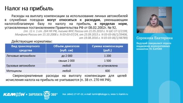 Компенсация расходов за использование личного транспортного средства в служебных целях