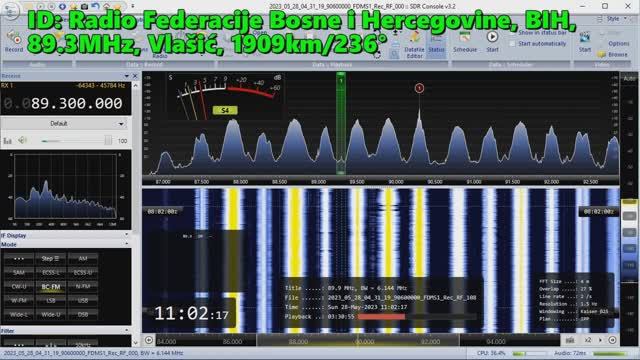 28.05.2023 08:01UTC, [Es], Radio Federacije Bosne i Hercegovine, Босния и Герцеговина,89.3МГц,1909км