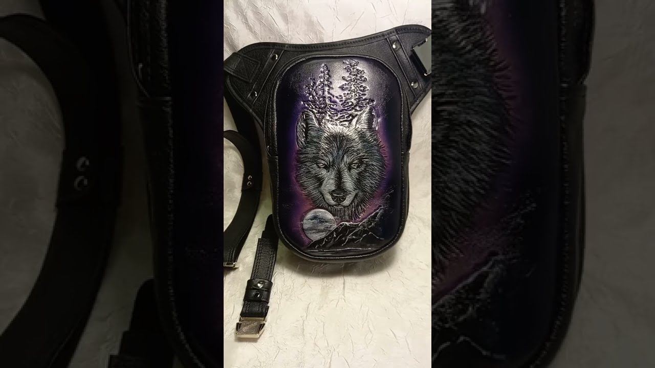 Сумка женская, байкерская. Изделия из кожи. СКСтиль. Видео обзор: Сумрачный волк.
