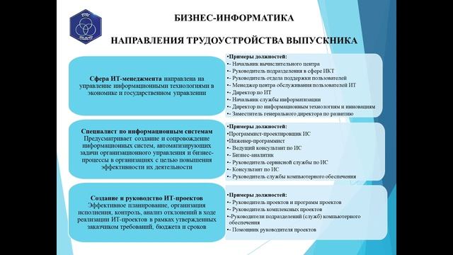 Направления подготовки Бизнес-информатика и Информационные системы и технологии