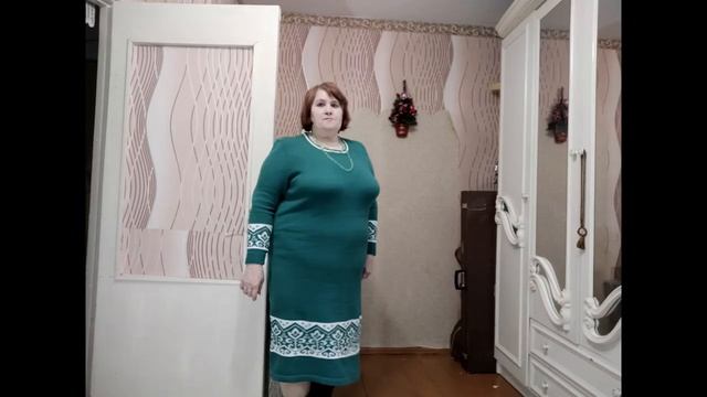 ПЛАТЬЕ КАМЕННЫЙ ЦВЕТОК для солидных дам. ВЯЗАНИЕ НА МАШИНЕ НЕВА..mp4