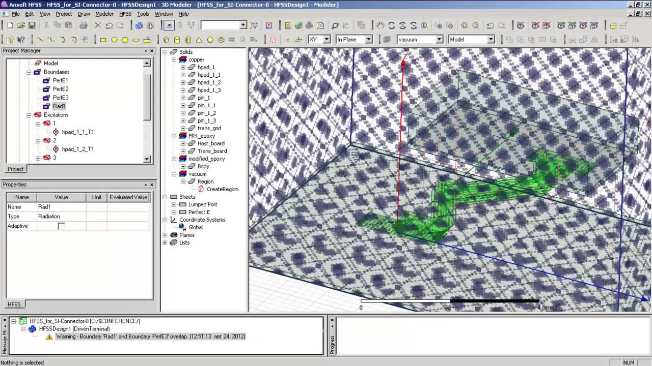 Пример моделирование цифрового соединителя RJ 11 в среде Ansys HFSS ч.2