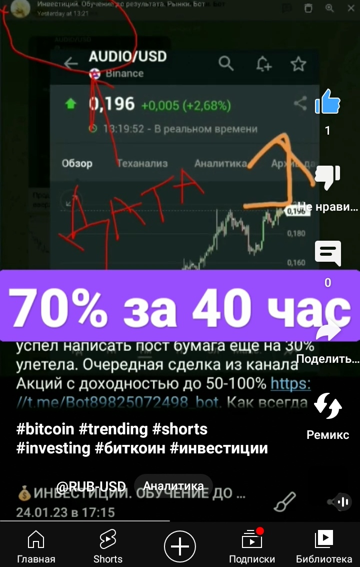 ??? Трейдинг ОНЛАЙН 70% за 40 часов очередная наша сделка из канала #биткоин #trending #shorts