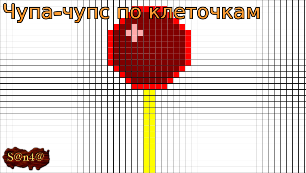 Как нарисовать Чупа-Чупс по клеточкам? Рисуем по клеточкам Чупа-Чупс | S@n4@