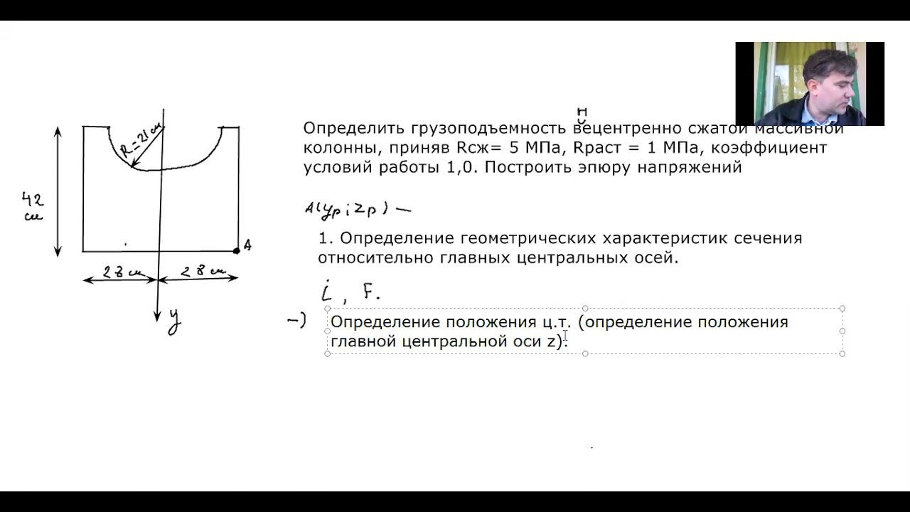 Определение грузоподъемности внецентренно сжатого жёсткого стержня