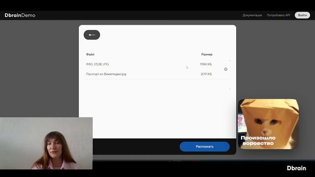 Инструкция для демо Dbrain. Сравнение лиц