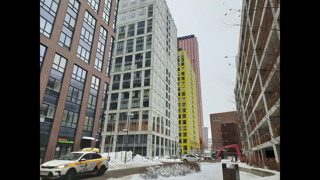 Москва 4K: Хлебозавод - Савёловский сити - Складочная / Moscow: Savelovskiy city after snowfall 2022