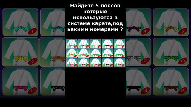 Найди Пять поясов которые используют в системе Каратэ