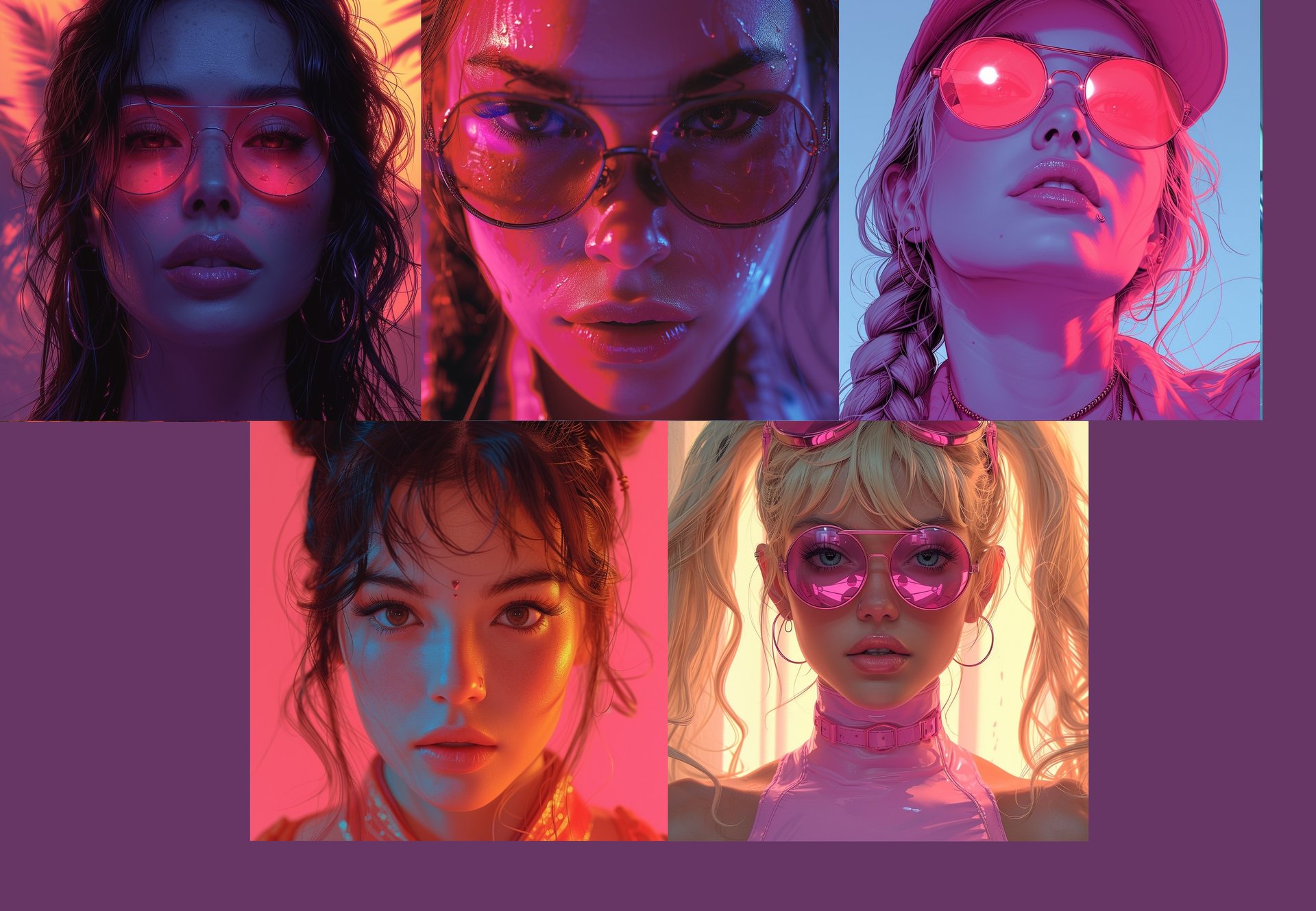 Героини игр Street Fighter в синтвэйв стиле