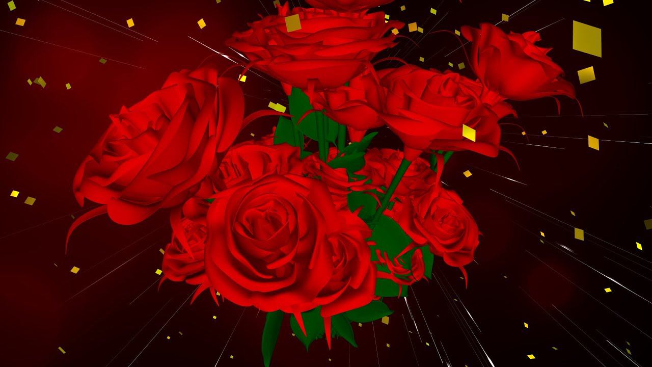 Красивое поздравление с Днём Рождения. Красные розы
