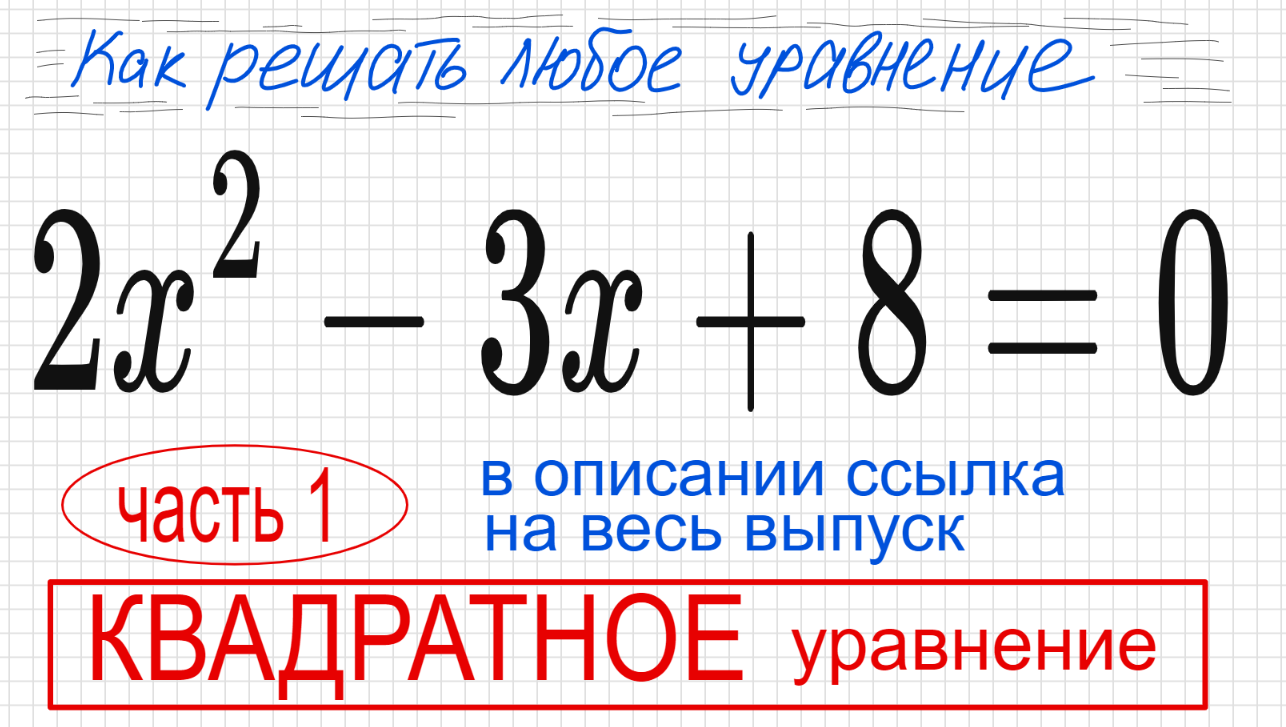 №1.3 Квадратное уравнение 2x^2-3x+8=0 Дискриминант