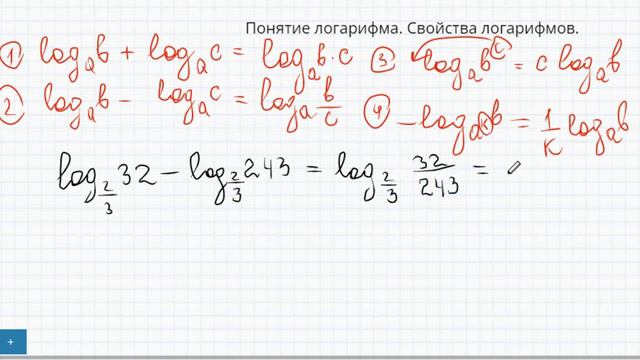 Понятие логарифма  Свойства логарифмов часть 2