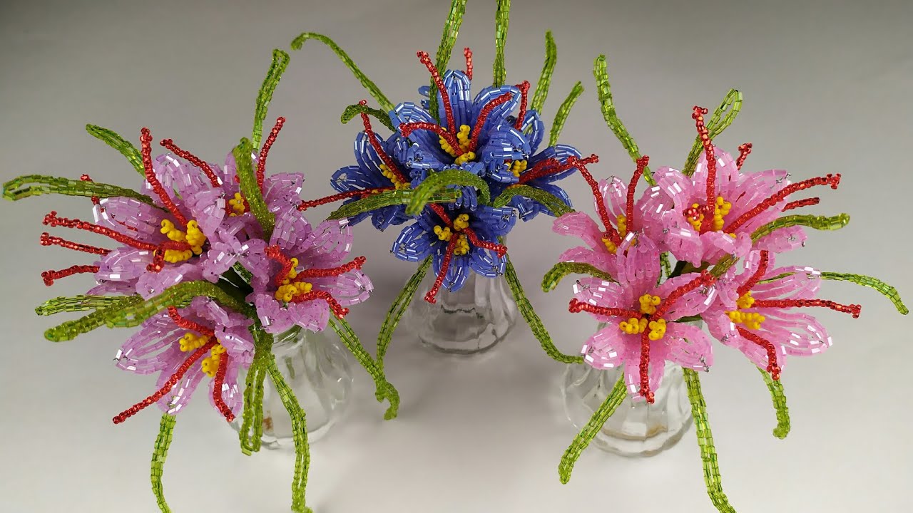 Бисероплетение. Цветы из бисера. 2 часть. Букет Шафрана. Мастер класс. Пошаговый МК для начинающих.