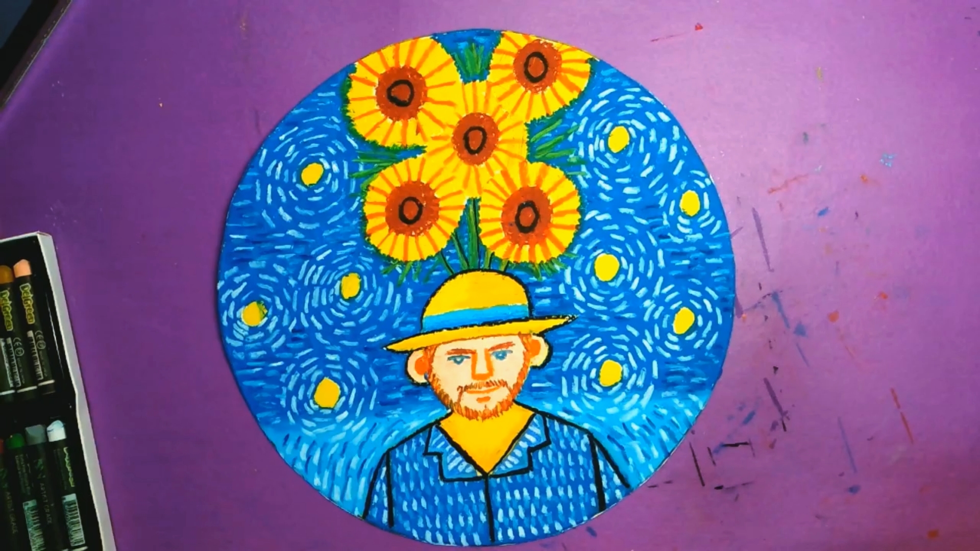 Рисунок мелками Винсент Ван Гог