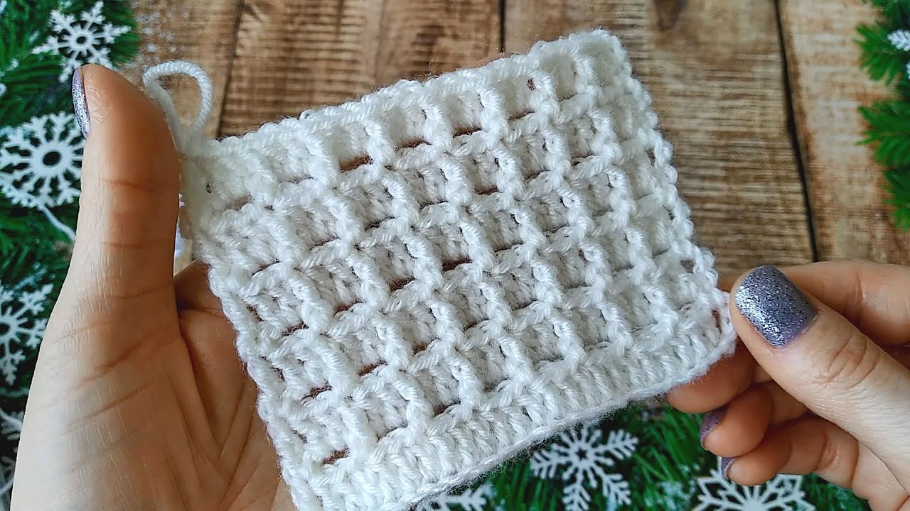 #Узор крючком c рельефными столбиками / Очень простой!.mp4