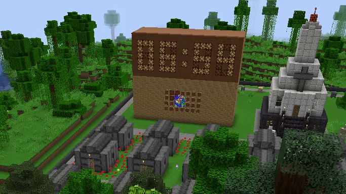 Как сделать электронные часы в майнкарафт. Режим выживания.