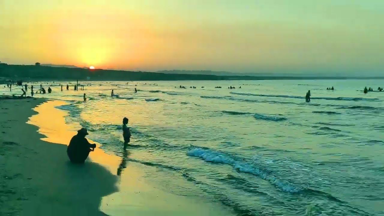 Закат на Каспии. Избербаш - купаемся поздно вечером