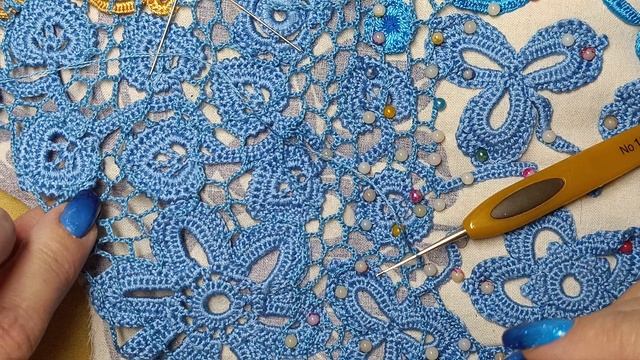 Вязание сеточки в Ирландском кружеве.