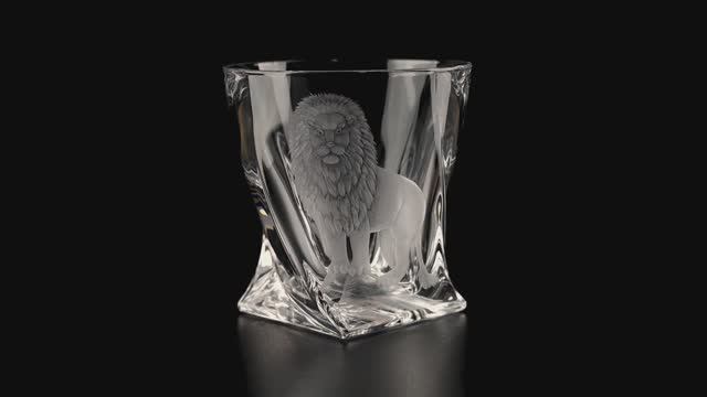 Стакан для виски Лев Премиум (Ручная гравировка)