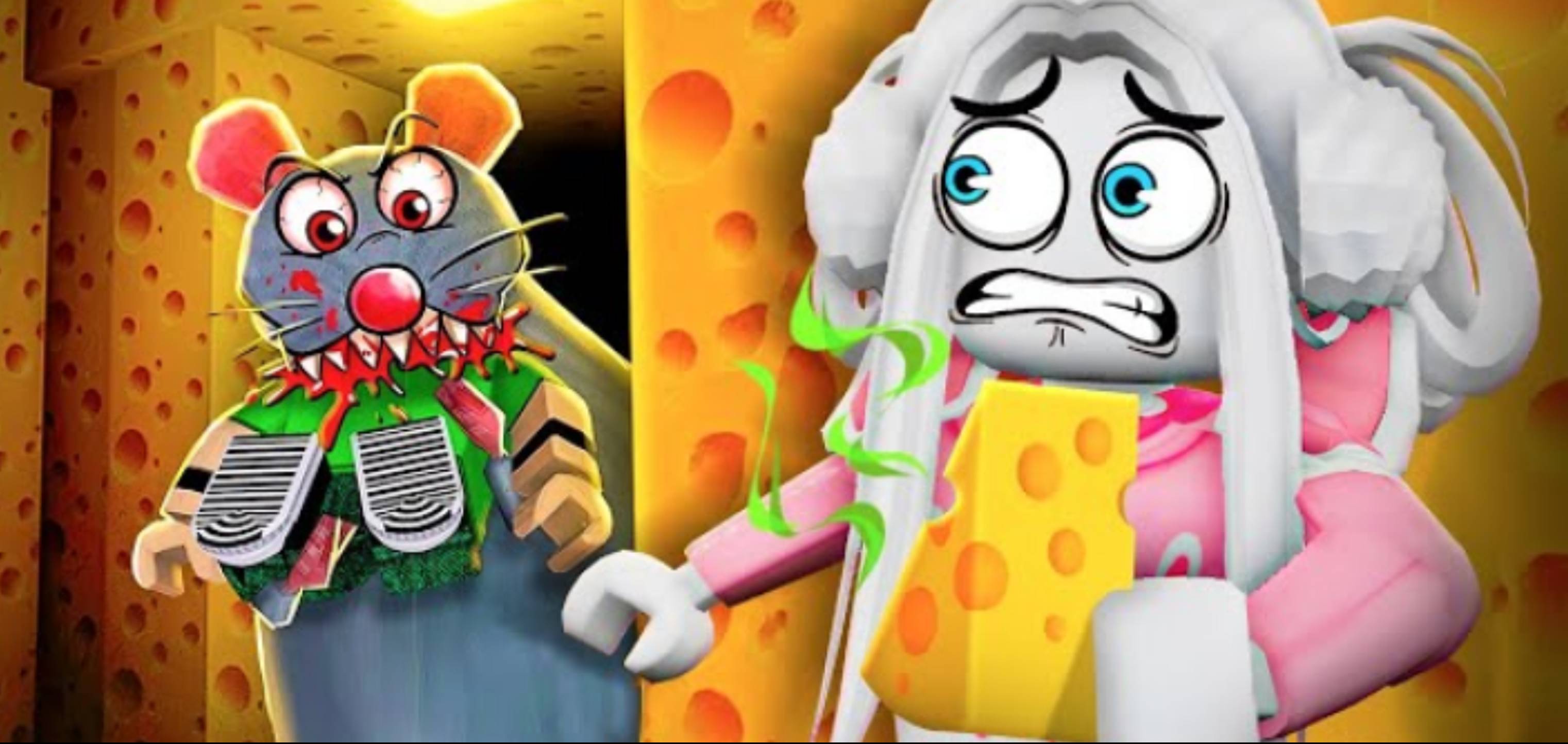 ЗЛАЯ КРЫСА ОХОТИТСЯ на Кролика Баффи и Кота Малыша😱Roblox cheese escape.Видео не моё