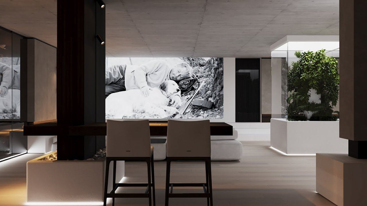 ДОМАШНИЙ КИНОТЕАТР И ТРЕНАЖЕРНЫЙ ЗАЛ В СТИЛЕ МИНИМАЛИЗМ | Home cinema and gym in minimalim style