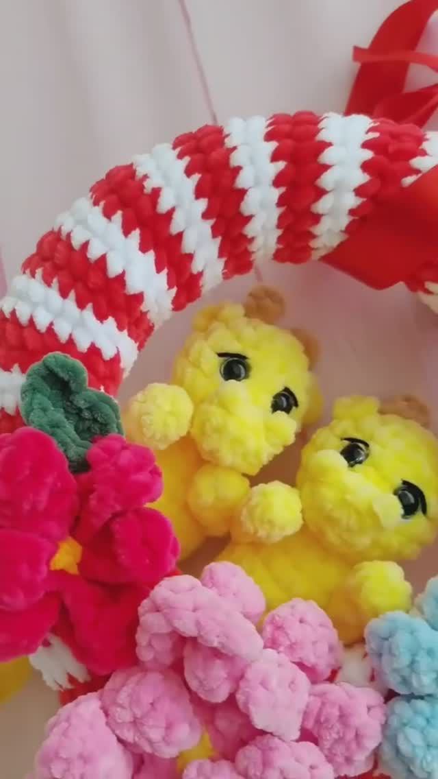 Рождественский венок и символ 2024 #амигуруми #вязаныйдракон #игрушкикрючком #драконкрючком #вязание