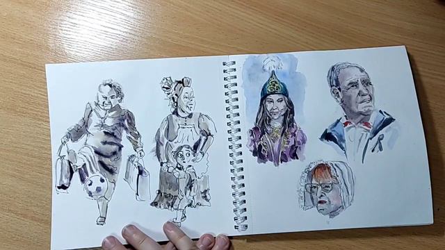 Скетчбук люди акварелью