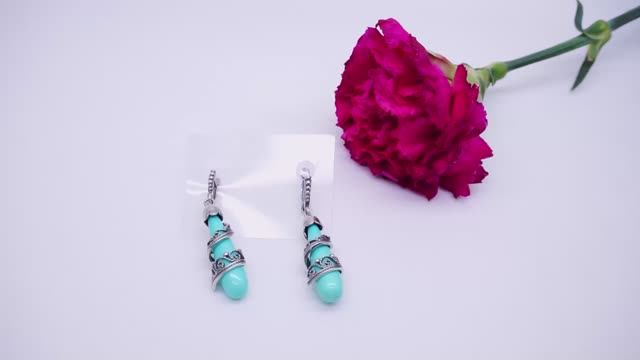 Серьги праздничные длинные Майорка голубая Посеребрение серёжки праздничные нежные 1799 Хорошие Вещи