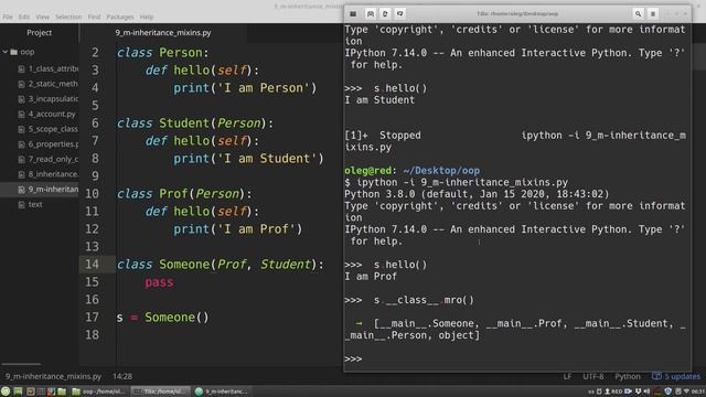 14. ООП  Множественное наследование, mro, миксины