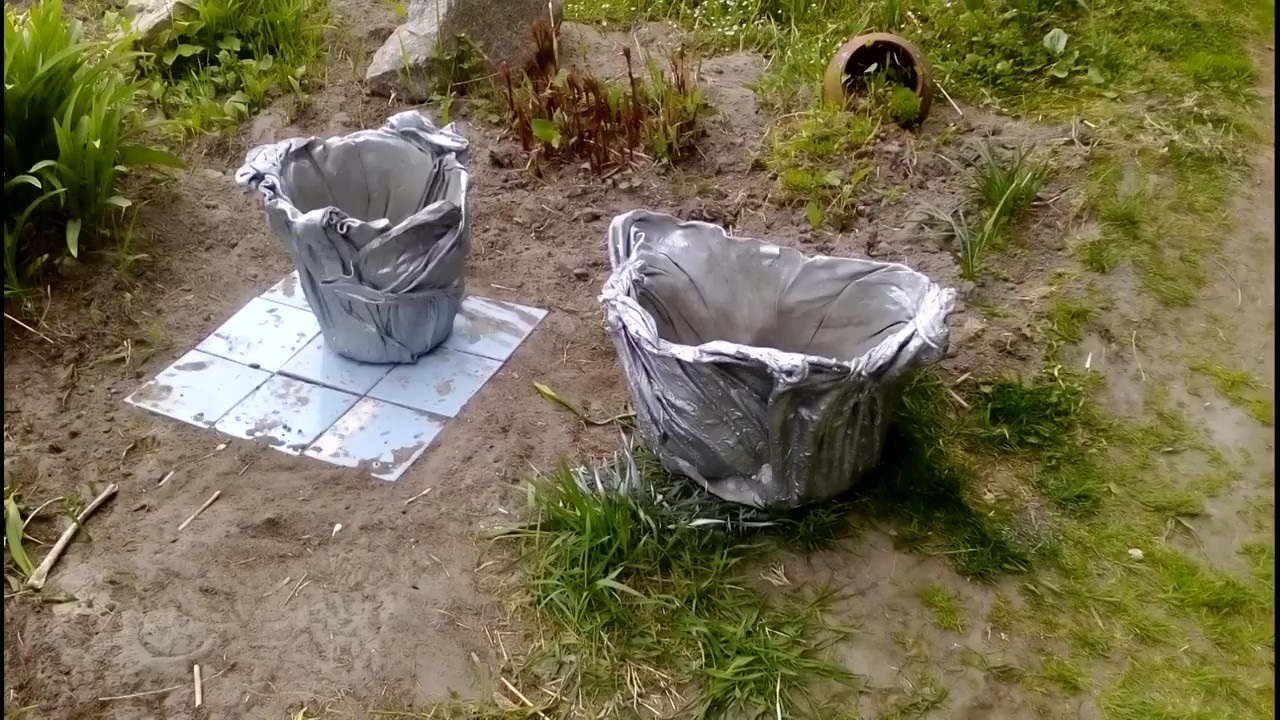Садовые горшки из цемента своими руками.