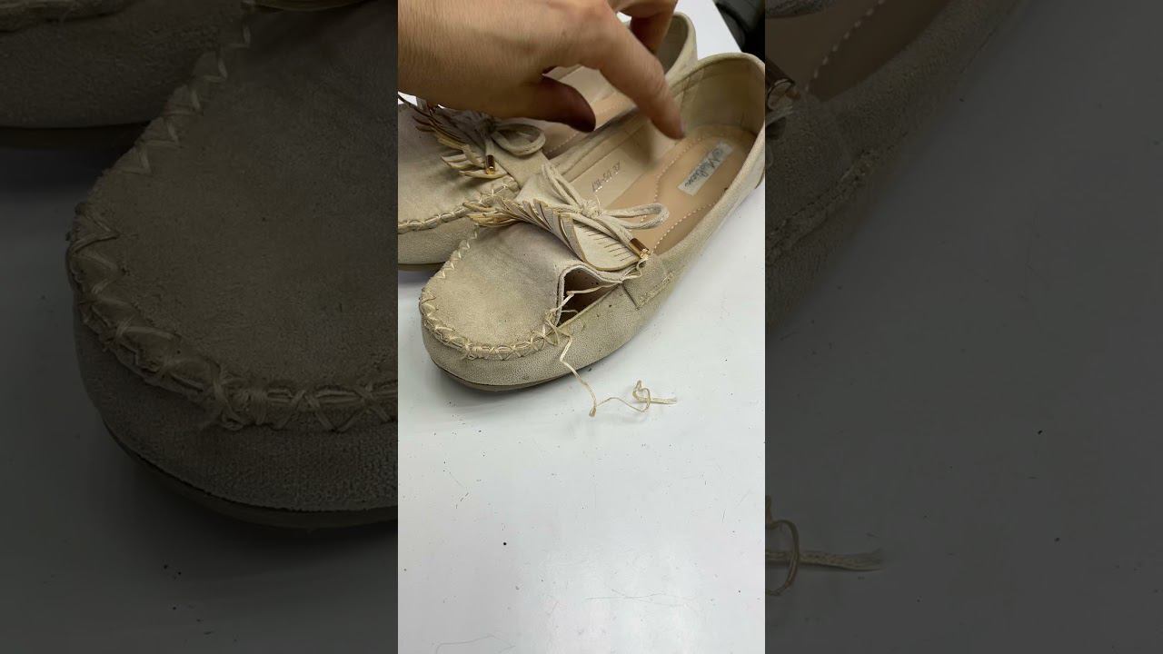 Ремонт обуви. Восстановление шва мокасин. Мастерская Александра.