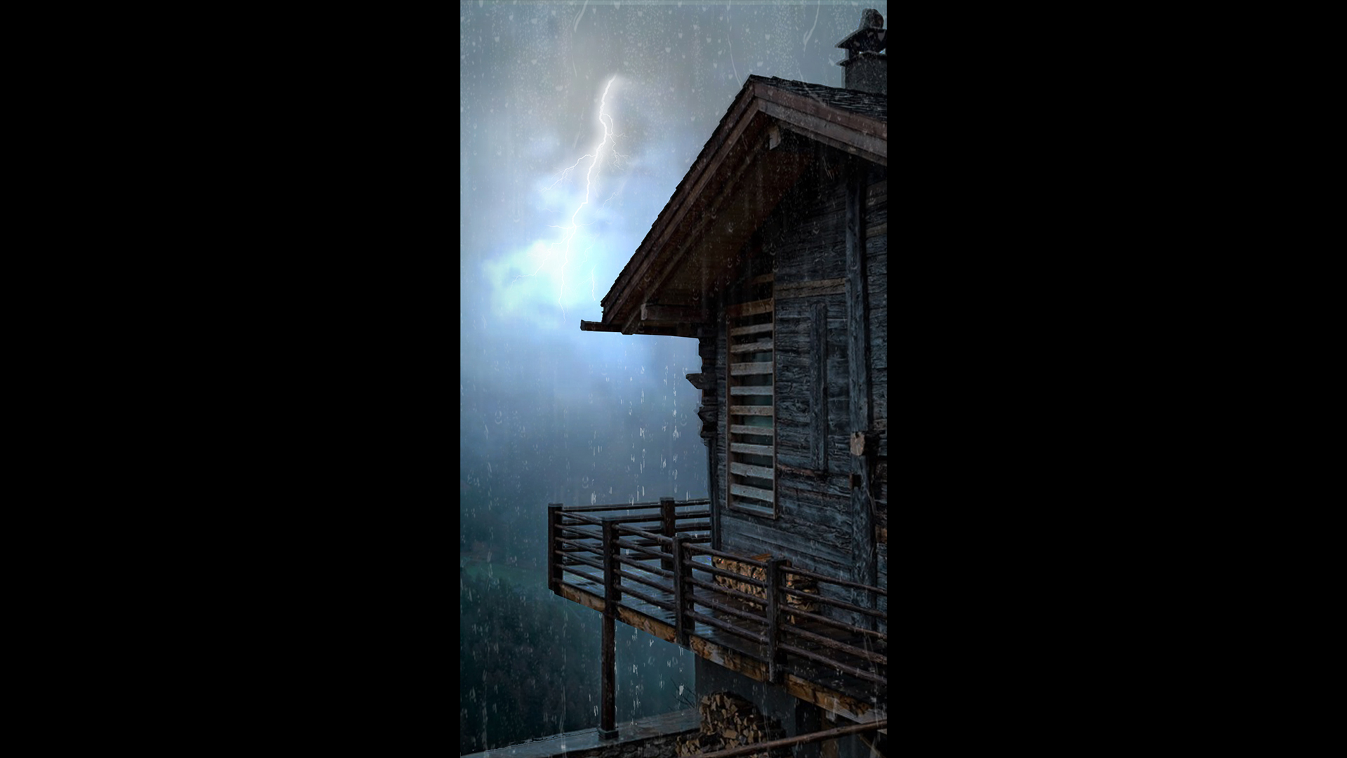 Отдохните с громом и молнией под звуки проливного дождя